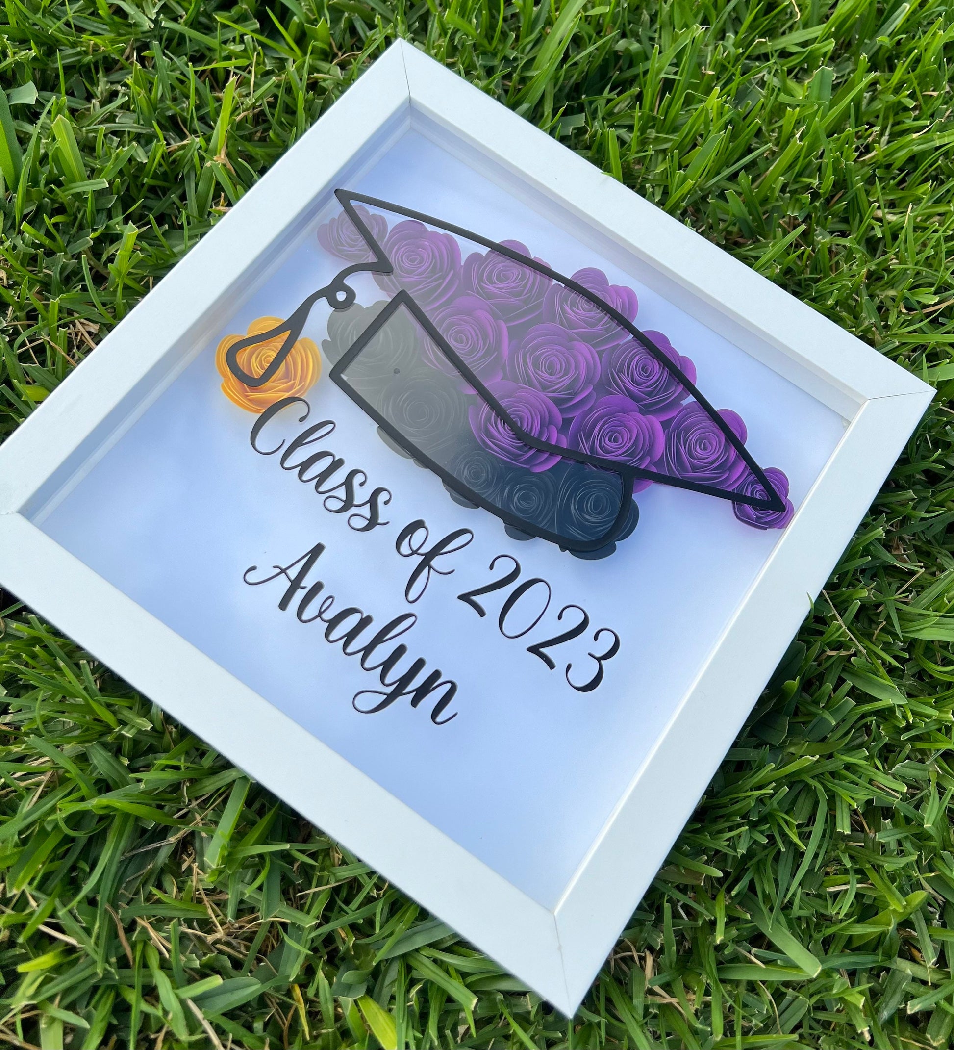 Commencement Blooms: Personalized Graduation Flower Shadow Box for Him ...